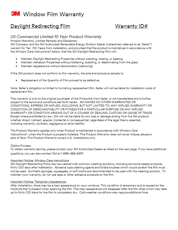 3M Daylight Redirecting Film | Commercial Window Film | Epic Solar Control